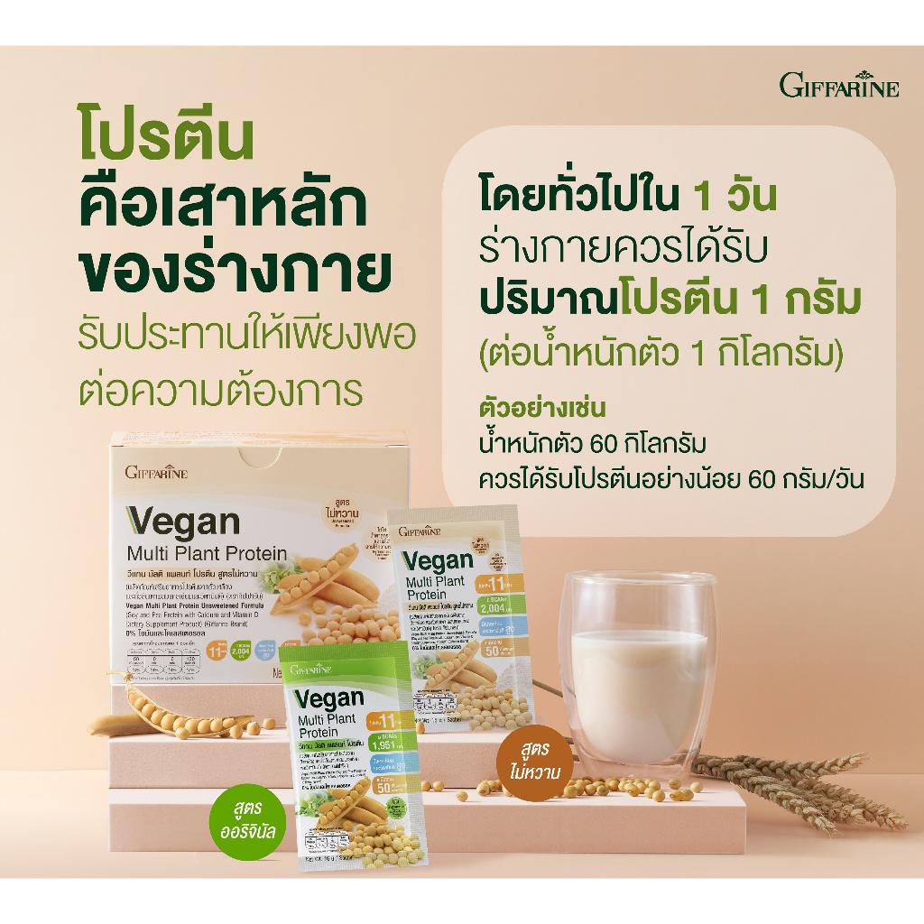 โปรตีนพืช โปรตีนกิฟฟารีน วีแกน มัลติ แพลนท์ โปรตีน กิฟฟารีน Vegan Multi Plant Protein Giffarine ...