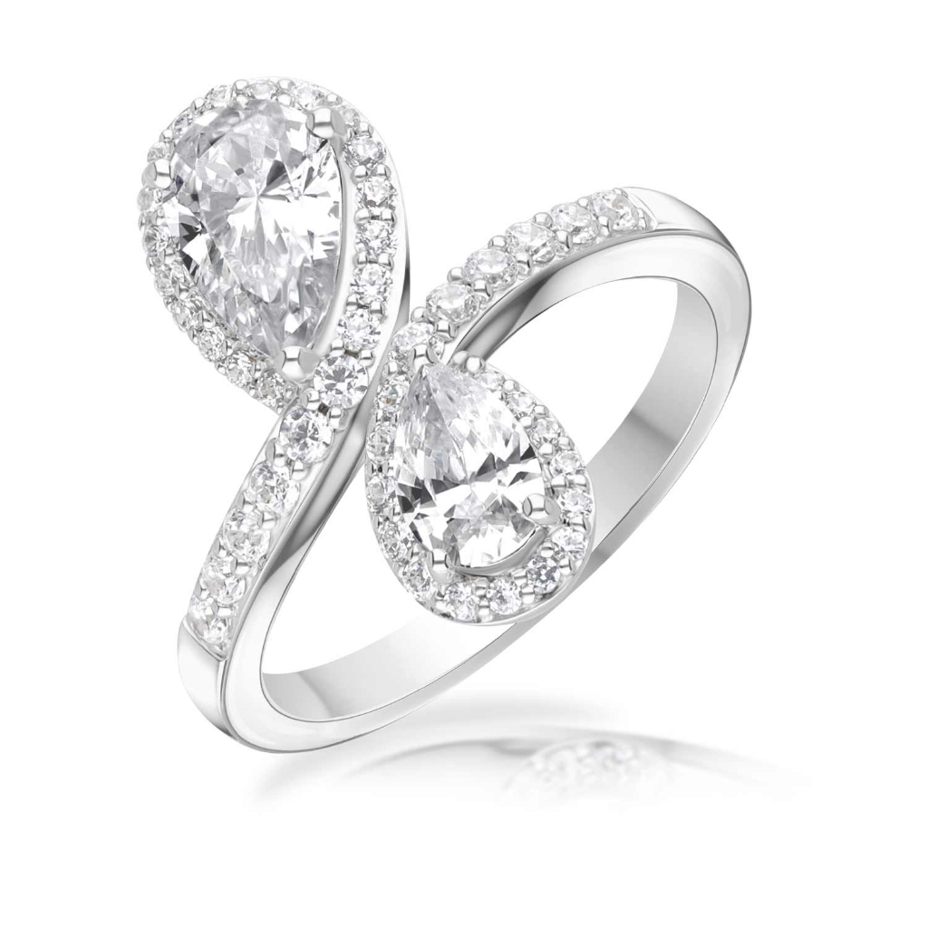 Merii แหวนเงินแท้ 925 ประดับ CZ ทรงหยดน้ำ ดีไซน์ครอสโอเวอร์ | Shopee ...