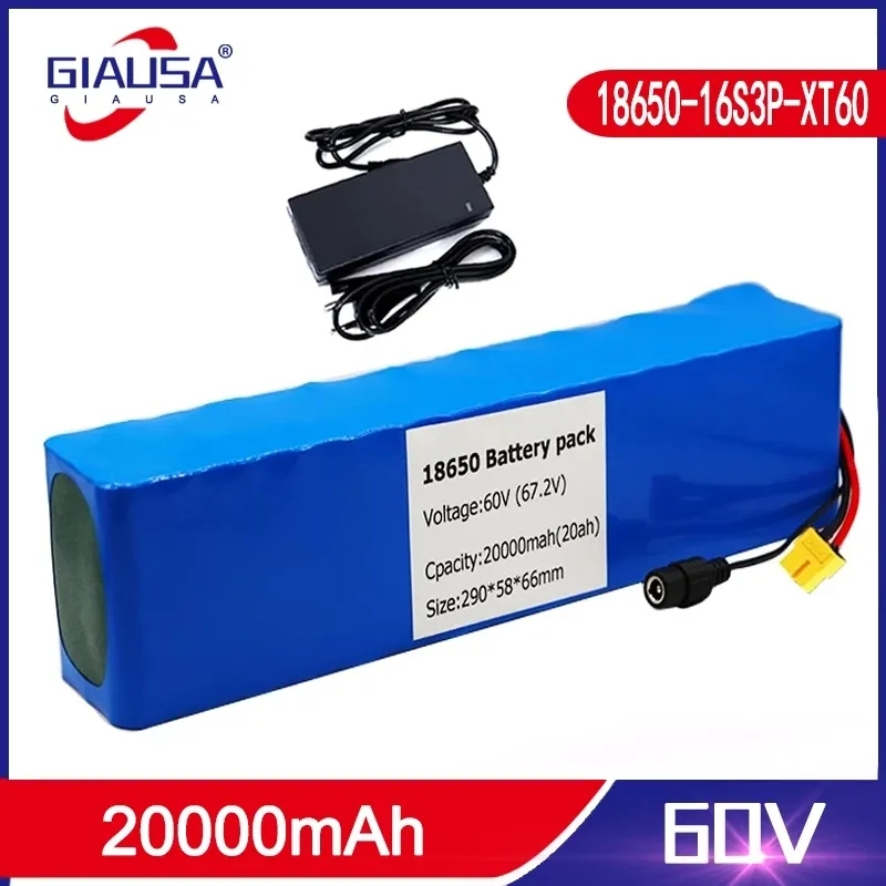 60V 16S3P 20Ah 18650 แบตเตอรี่ Li-Ion 67.2V 20000mAh EBike สกู๊ตเตอร์ ...