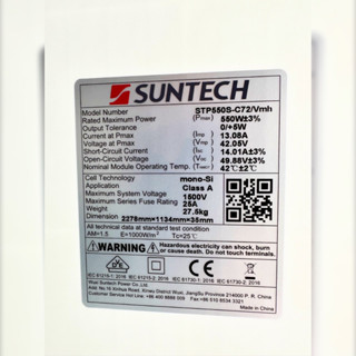 SUNTECH แผงโซล่าเซลล์ รุ่น STP550S-C72/VMH 550วัตต์ TIER1 MONO HALF ...
