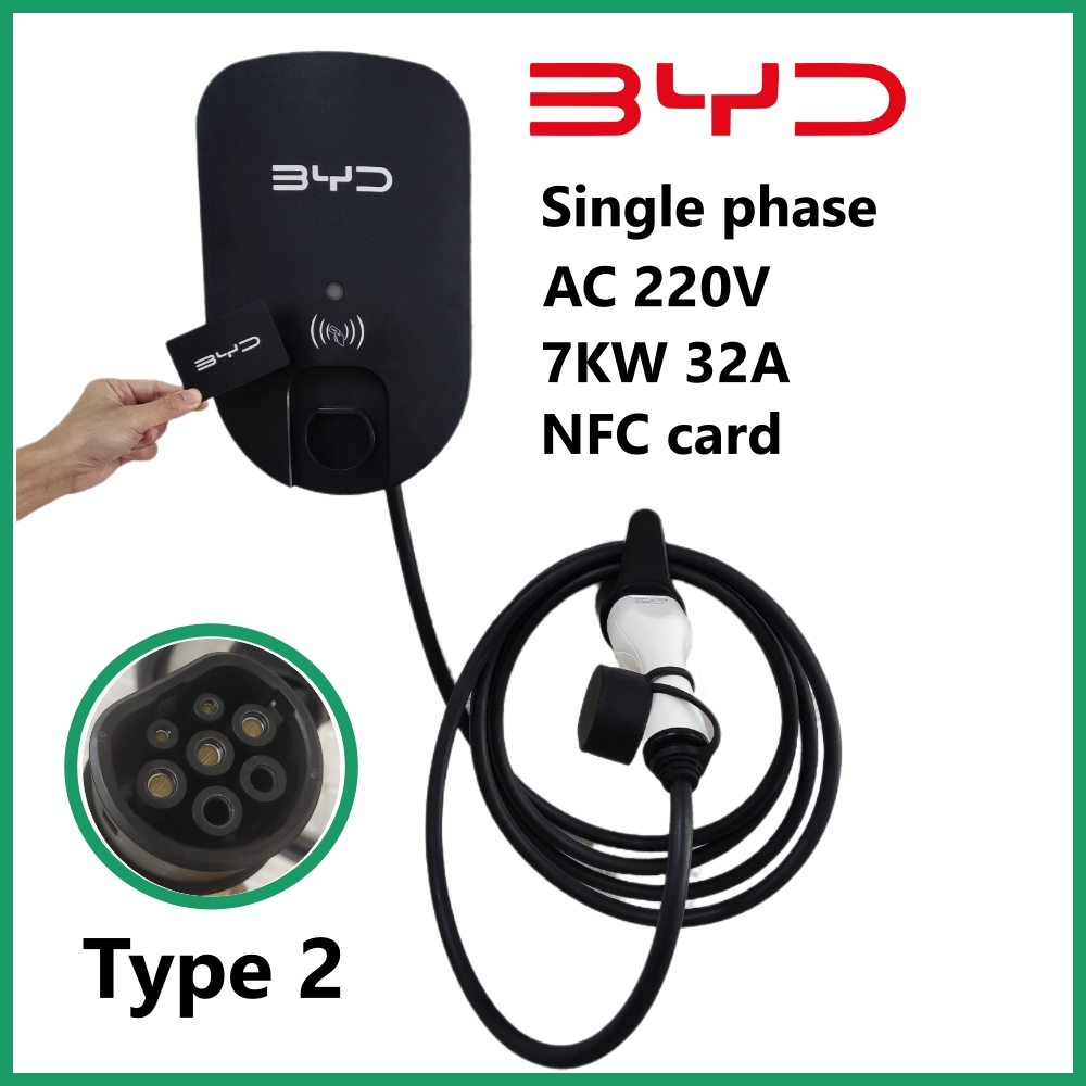 เครื่องชาร์จรถยนต์ไฟฟ้า BYD EV Wall Charger 7KW 32A Single phase Type 2 เครื่องชาร์จรถEV Wallbox ...