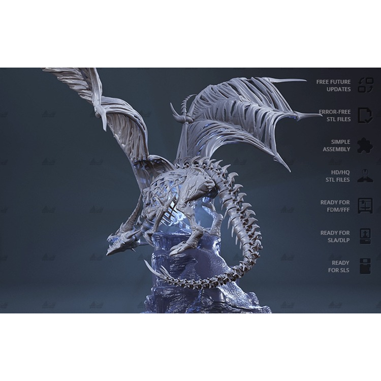[โมเดลไม่ทำสี] Frost Wyrm - World of warcraft 3D printing model ...