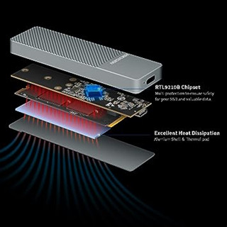 MD202 HIKSEMI M.2 NVMe and SATA SSD Enclosure Aluminum, RTL9210B Chips ...