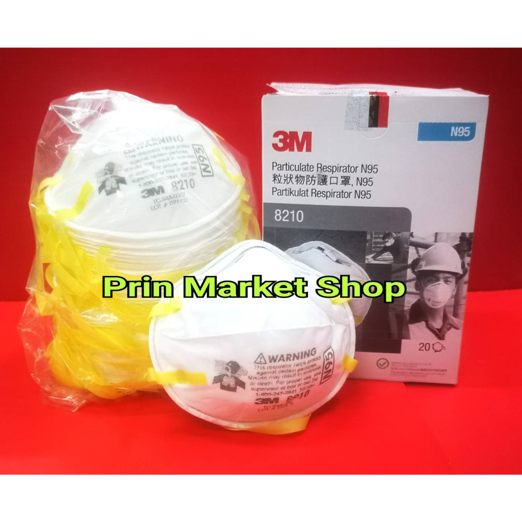 3M 8210 - 20 ชิ้น ป้องกัน ฝุ่นละออง PM 2.5 มาตรฐาน N95 รุ่น 8210 - 20 ชิ้น ( 1 กล่อง ) A1 ...