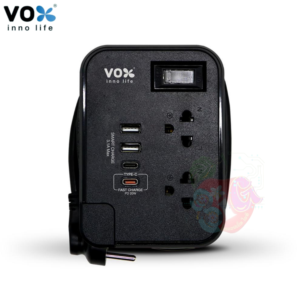 VOX PLUG ปลั๊กชาร์ตไว สาย1m.พกพาสะดวก รุ่น TSPD-212C สีดำ | Shopee Thailand