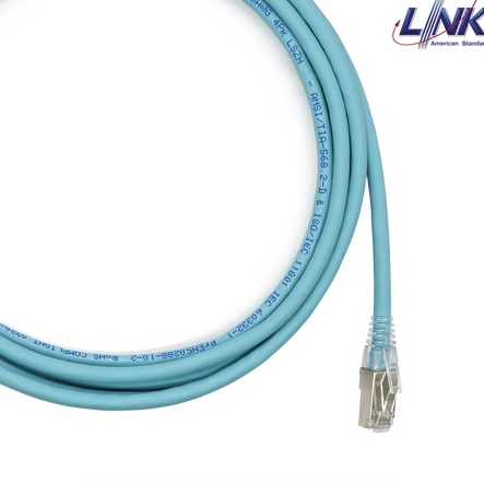 LINK สายแลน CAT6A Shield RJ45-RJ45 PATCH CORD XG LSZH สี Aqua Blue ...