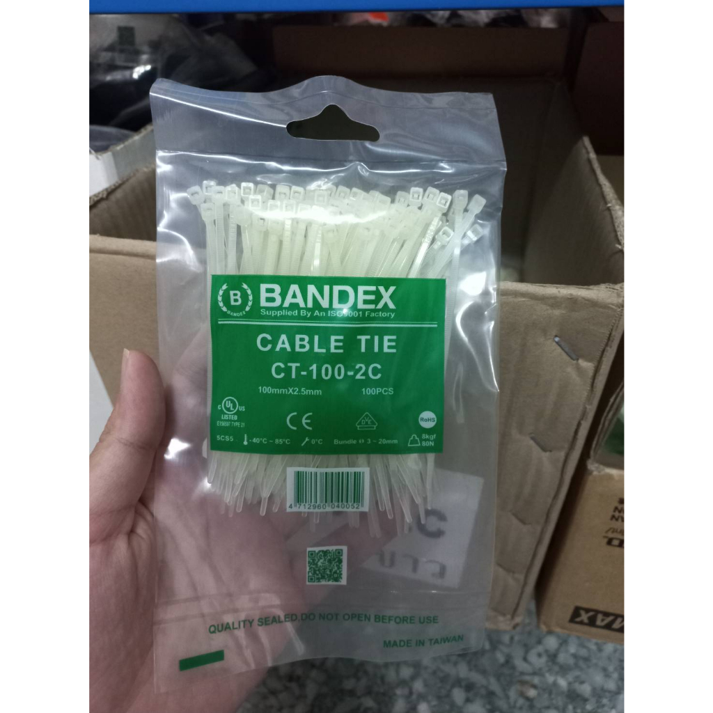 ออกบิลแวทได้ BANDEX ของแท้ เคเบิ์ลไทร์ สีขาว CABLE TIE (ถุงละ 100) 3 ...