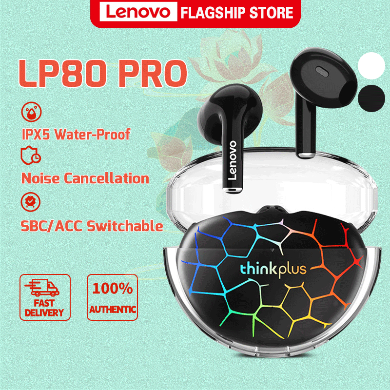 Lenovo LP80 Pro - หูฟัง tws หูฟังเกมมิ่ง Bluetooth 5.3,กันน้ำ, คุณภาพ ...