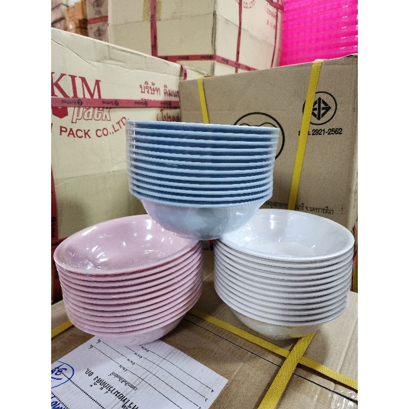 Srithai Melamine ชามเมลามีน (12ใบ) ถ้วยใส่น้ำซุป ถ้วยก๋วยเตี๋ยว / ทำจาก ...
