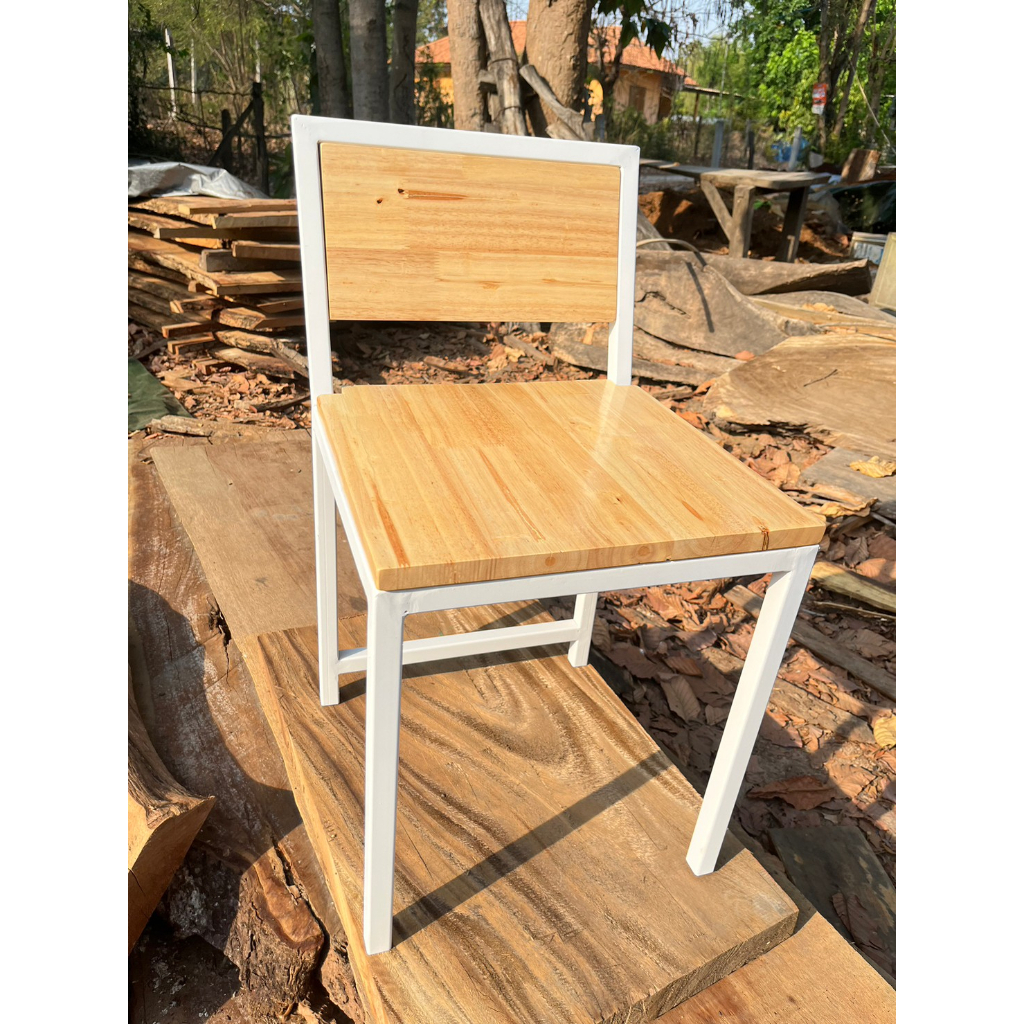 MPT2-Steel เก้าอี้พนักพิงพร้อมใช้งาน ท็อปไม้ประสาน ก40ย40ส40ซม. 1ตัว ขา ...