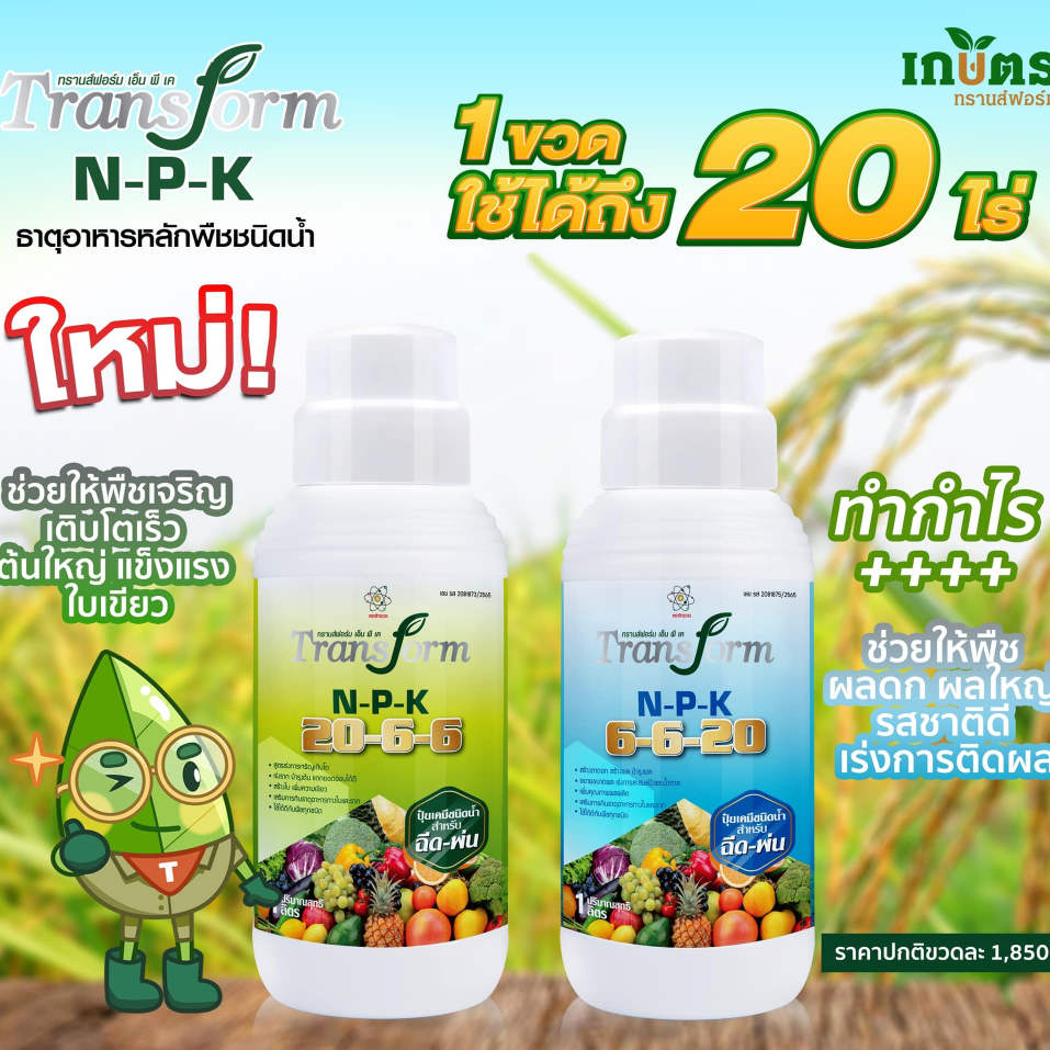 ส่งไว🔴จากบริษัท🌴TRANSFORM NPK ทรานส์ฟอร์ม เอ็นพีเค สูตร 20-6-6/6-6-20 เร่งโต ขยายขนาด บำรุงต้น ...
