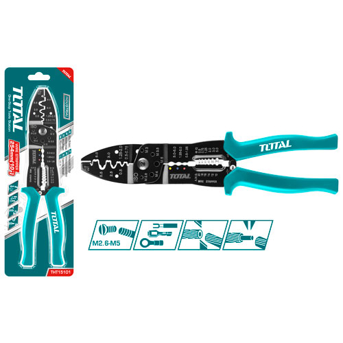 Total คีมตัด ปอก ย้ำ สายไฟ ขนาด 8.1/2 นิ้ว (215 mm) รุ่น THT15851 / 10 ...