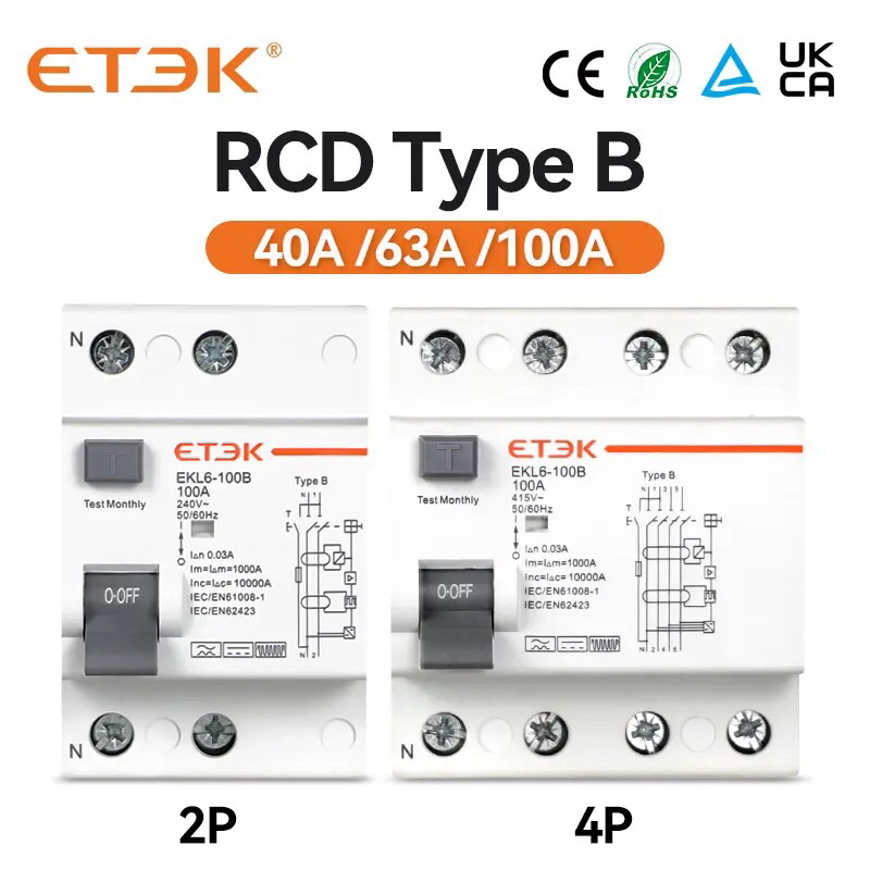 [สินค้าพร้อมส่ง] RCCB type B 2P 40A/30mA ยี่ห้อ ETEK | Shopee Thailand