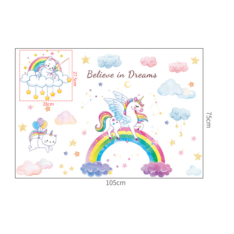 สติ๊กเกอร์ลายการ์ตูน สัตว์โลก ABC ยูนิคอน สําหรับติดตกแต่งผนังห้อง ตก ...