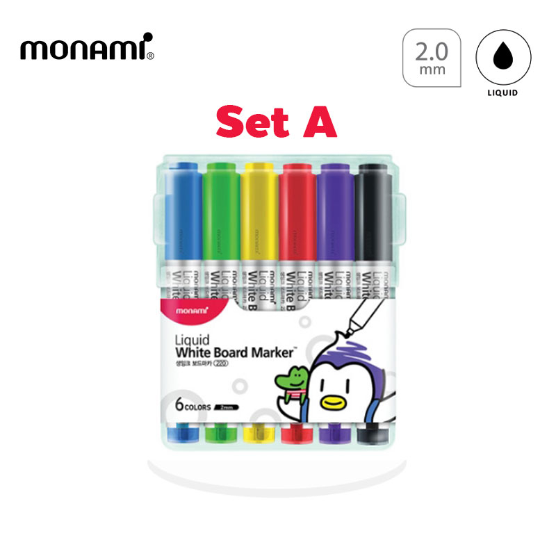 ปากกาไวท์บอร์ด ปากกาเคมีลบได้ ชุด 6สี 4สี MONAMI Sigma Flo Liquid WHITE ...