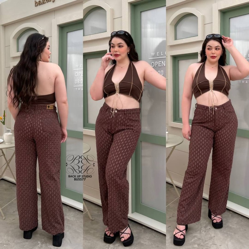 กางเกงยีนส์ทรงกระบอก แต่งสกิดขาดทั้งตัว 2XL-6XL | Shopee Thailand