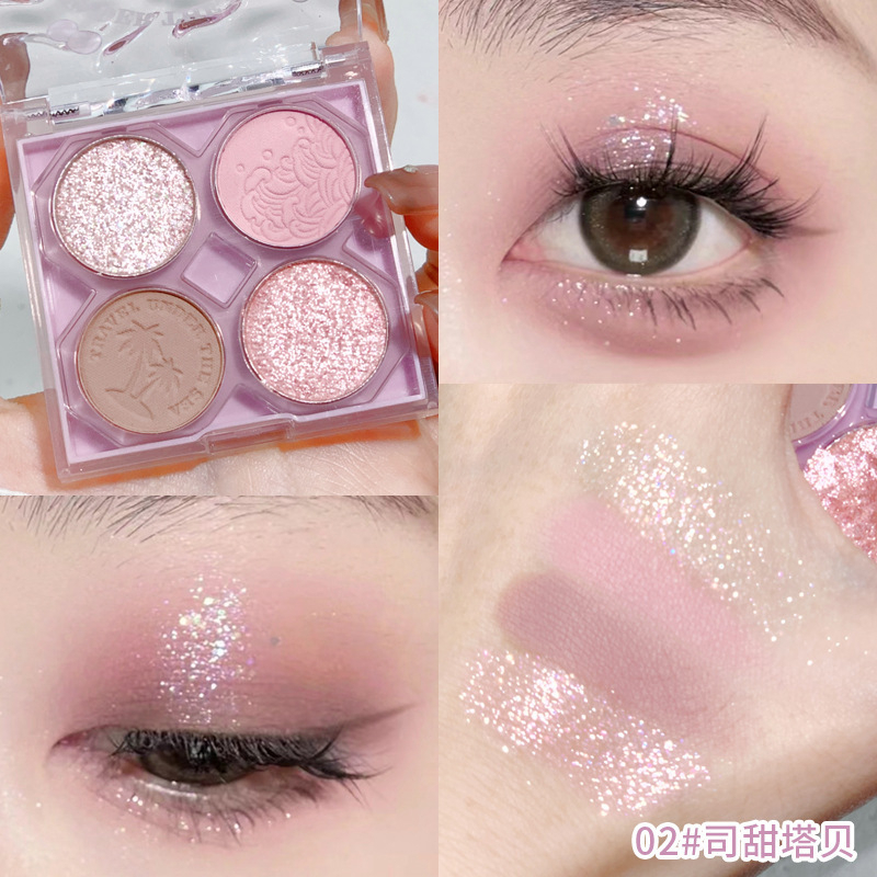 xixixอายแชโดว์ ไฮไลท์ พาเลทอายแชโดว์ 4สี ชิมเมอร์ เนื้อดินน้ำมัน ชิมเม ...