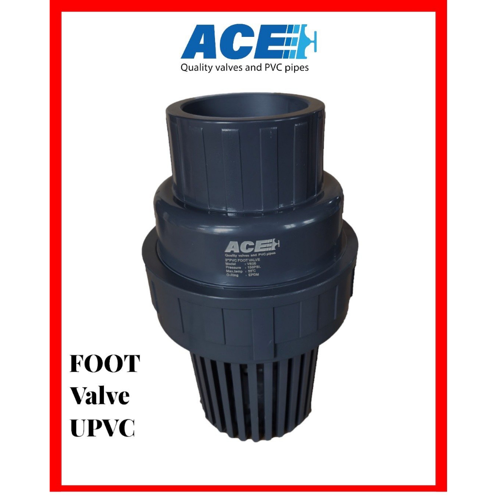 ACE PVC Swing Foot Valve สวิงฟุตวาล์ว สวมท่อสีฟ้าทากาว สำหรับปิดกั้นน้ำไม่ให้ไหลย้อนกลับจากปั๊ม ...