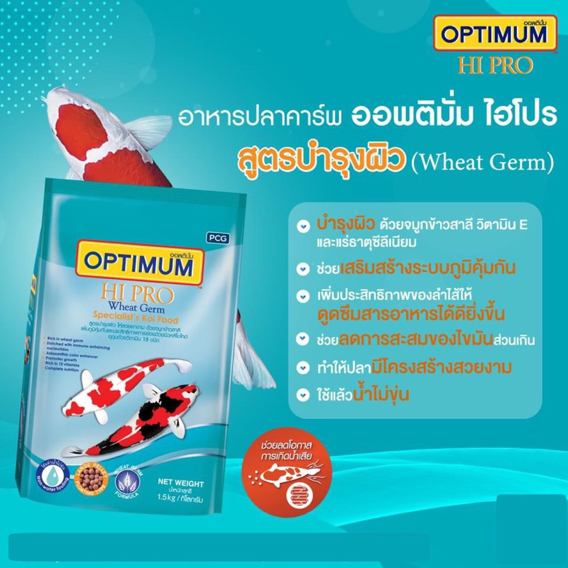 อาหารปลา ออพติมั่ม Optimum Wheat Germ สูตรบำรุงผิวให้ปลาสวยงาม ปริมาณ 1 ...
