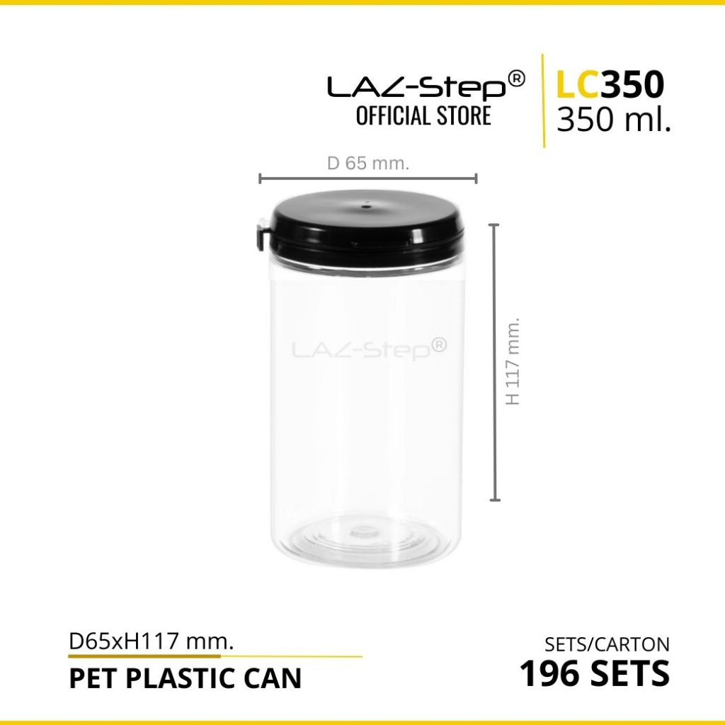 LAZ-Step ชุดตัวอย่าง SAMPLE - กระป๋องพลาสติก PET ฝาฉีก Lock & Tear Can ปากกว้าง 65 มม. กดปิดด้วย ...