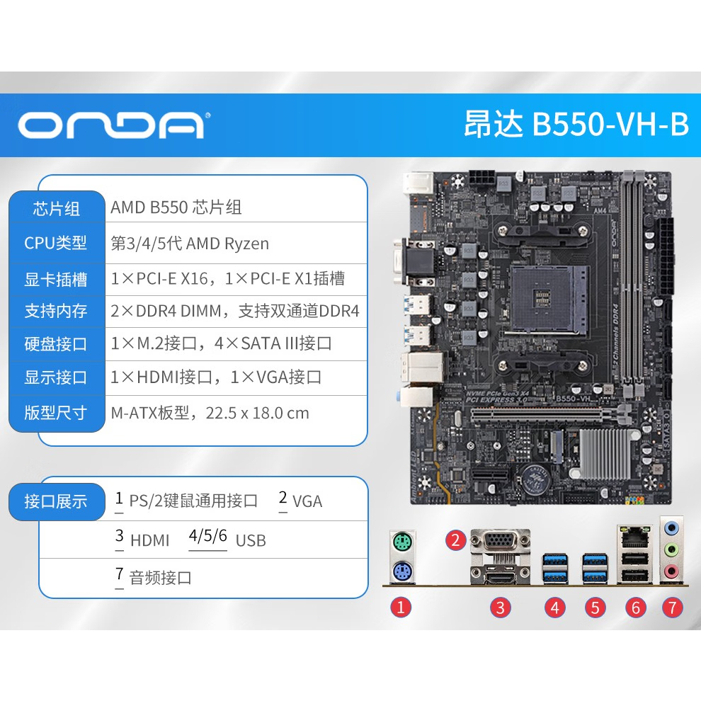 เมนบอร์ด เดสก์ท็อปคอมพิวเตอร์เมนบอร์ด ONDA B450S-W B550-VH-B A520-SD4-W การรับประกันสามปีใหม่ ...