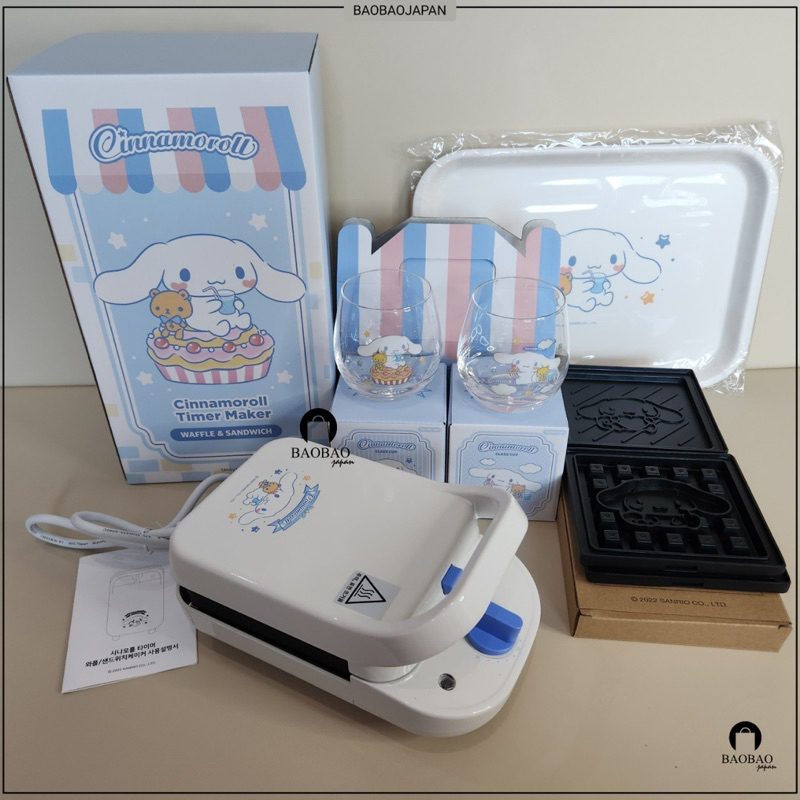 Cinnamoroll Timer Maker Waffle & Sandwich มาพร้อม Cinnamoroll Glass set ...