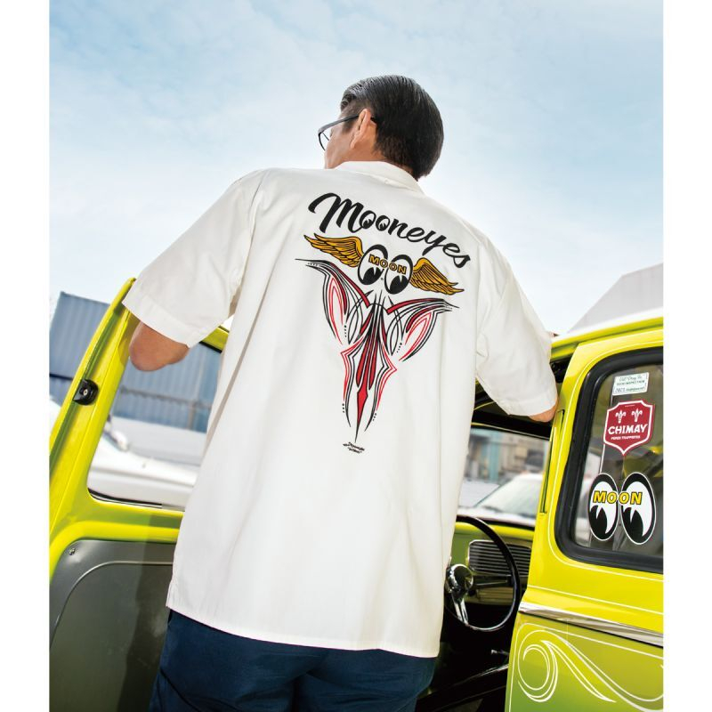 MOONEYES Fly With Pinstripe Shirt [FM215WH]เสื้อเชิ้ต | Shopee Thailand