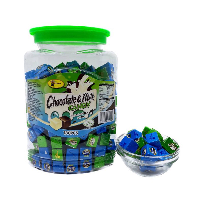 ช็อกโกแลต&นมคิวบ์แคนดี้(Chocolate&Milk Cube Candy) 1 กระปุก บรรจุ 180 ...