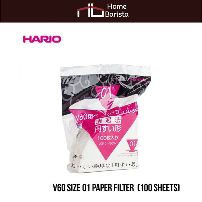 Home Barista HARIO Paper Filter - 01 (White) 100 sheets (VCF-01-100W ...