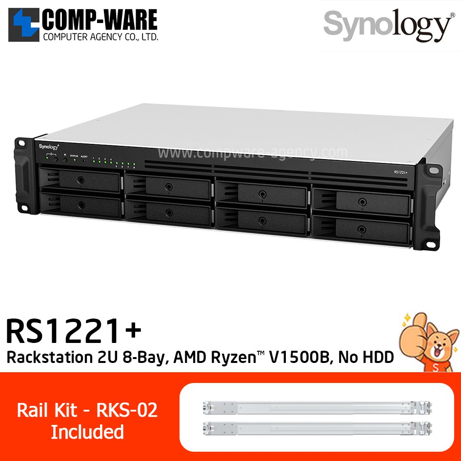 Synology RackStation (2U 8-Bay) RS1221+ (4GB RAM up to 32GB) AMD Ryzen ...