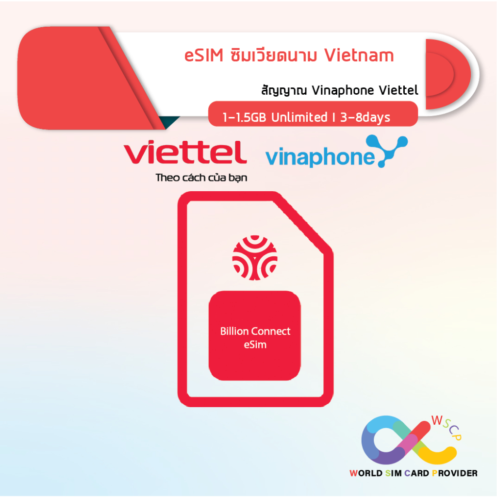 eSIM Vietnam Sim Card Unlimited Daily Vinaphone/ Viettel: ซิมเวียดนาม เน็ตไม่อั้น3-8 วัน by ซิม ...
