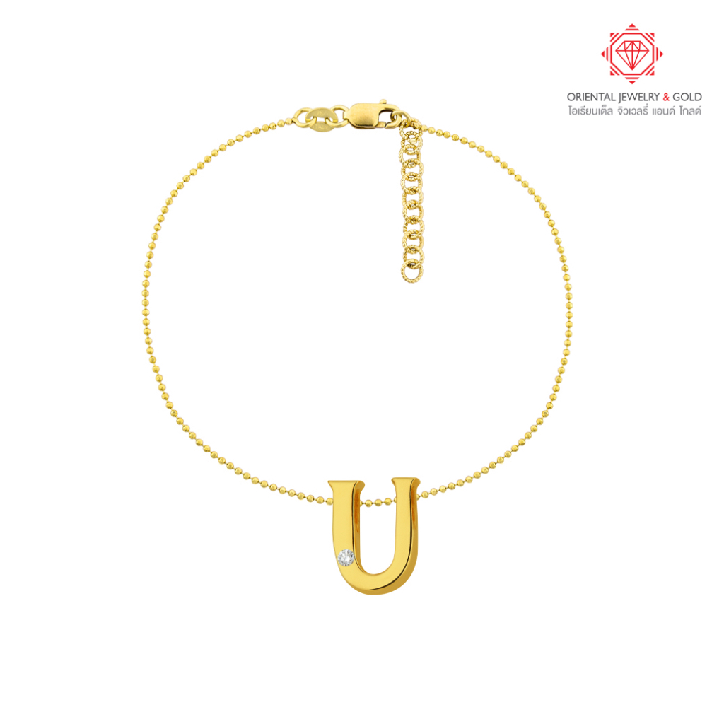 OJ GOLD สร้อยข้อมือเพชรแท้ 18K ตัวอักษร U ทองแท้ น้ำ100 มีใบรับประกัน ...