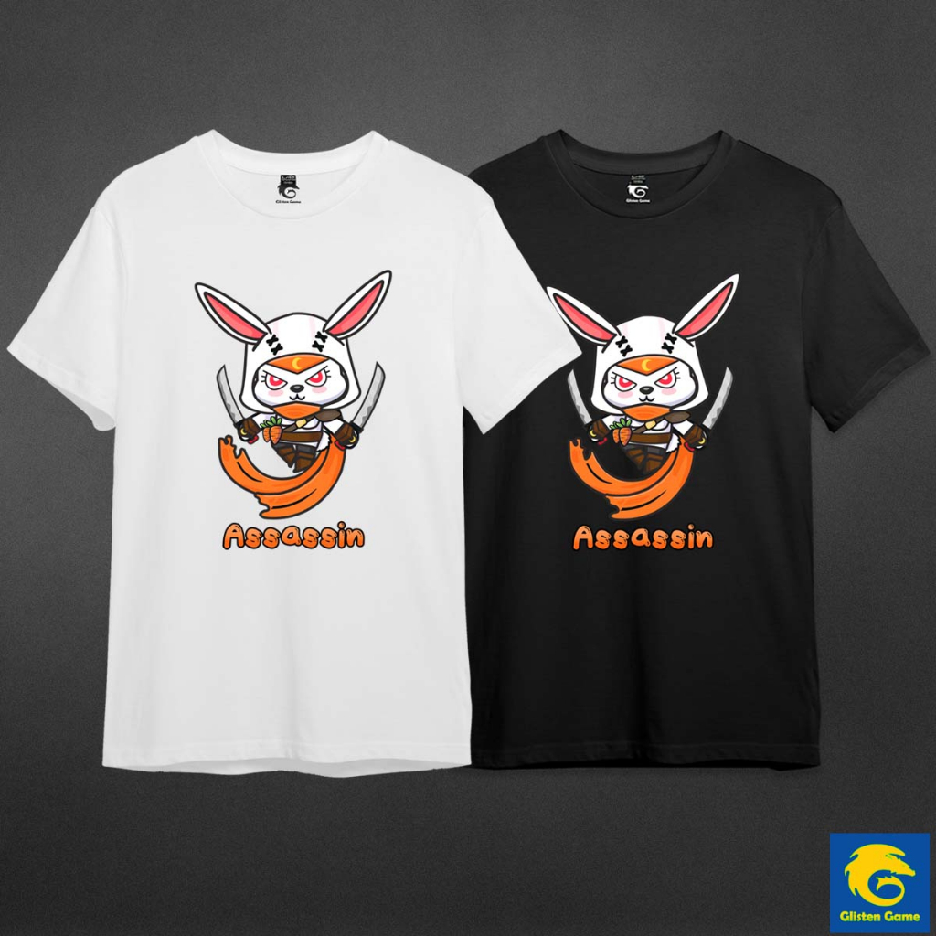 เสื้อยืดเกมเมอร์ แขนสั้น คอกลม ลาย Bunny Assassin ผ้า Cotton Comb 100% ...
