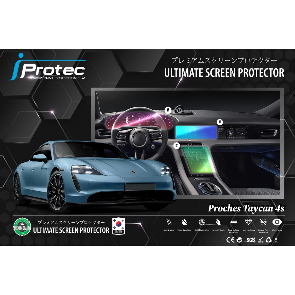 iProtec ฟิล์มใสกันรอยหน้าจอคอนโซนรถยนต์ Nano Glass 9H สำหรับรถ Prosche ...