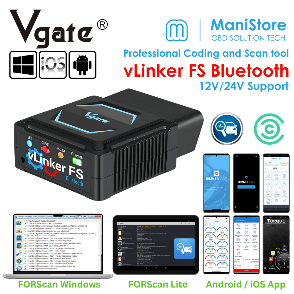 Vgate vLinker FS Bluetooth ELM327 for All System Car Diagnostic Scanner ...