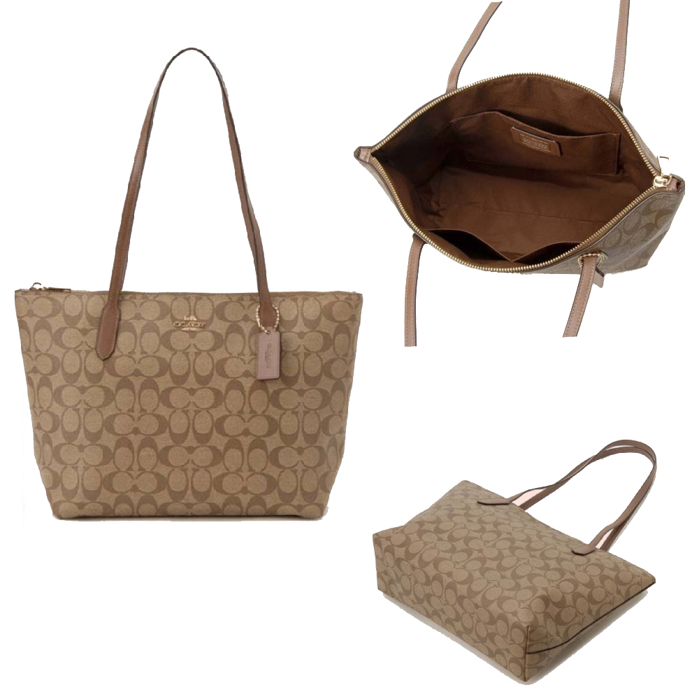 COACH 4455 ZIP TOP TOTE IN SIGNATURE CANVAS | Shopee Thailand