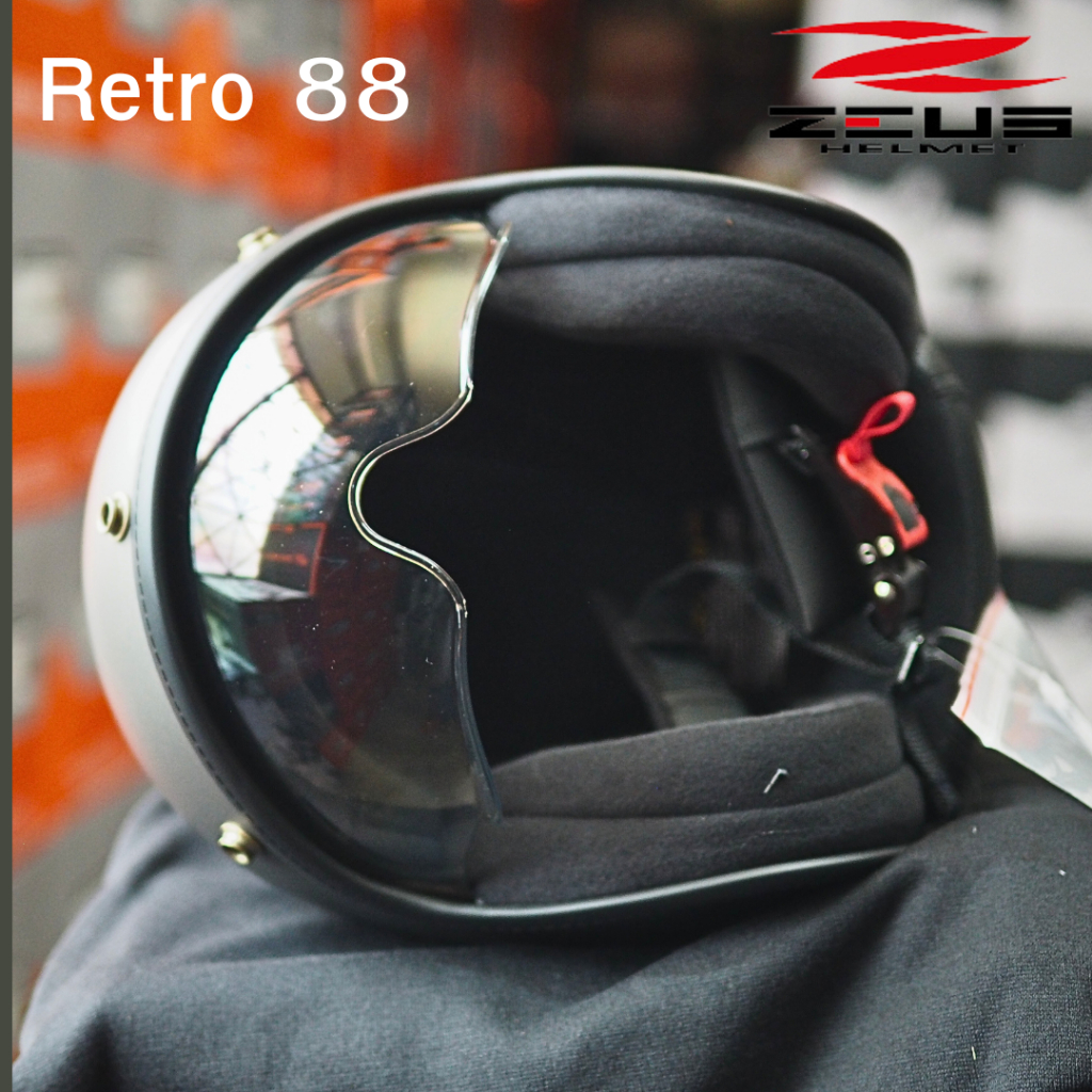 หมวกกันน็อค3กระดุม Zeus Helmets รุ่น zs-388 Retro 88 vintage วินเทจ ...