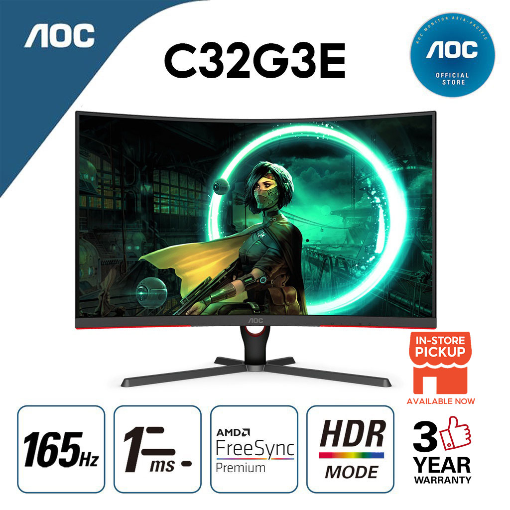 MONITOR (จอมอนิเตอร์) AOC C32G3E/67 - 31.5" VA CURVED 165Hz FREESYNC ...