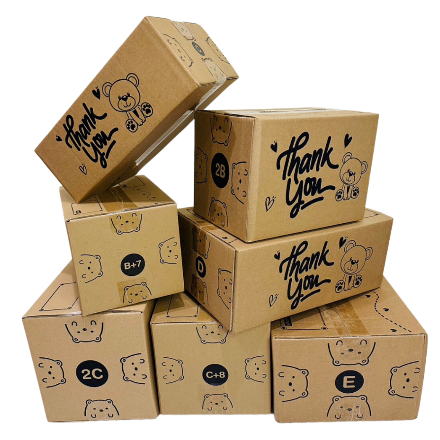 กล่องพัสดุ C/D/2B/E/C+8/B+7/CD/2C กล่องไปรษณีย์ พิมพ์ลาย Thank you ...