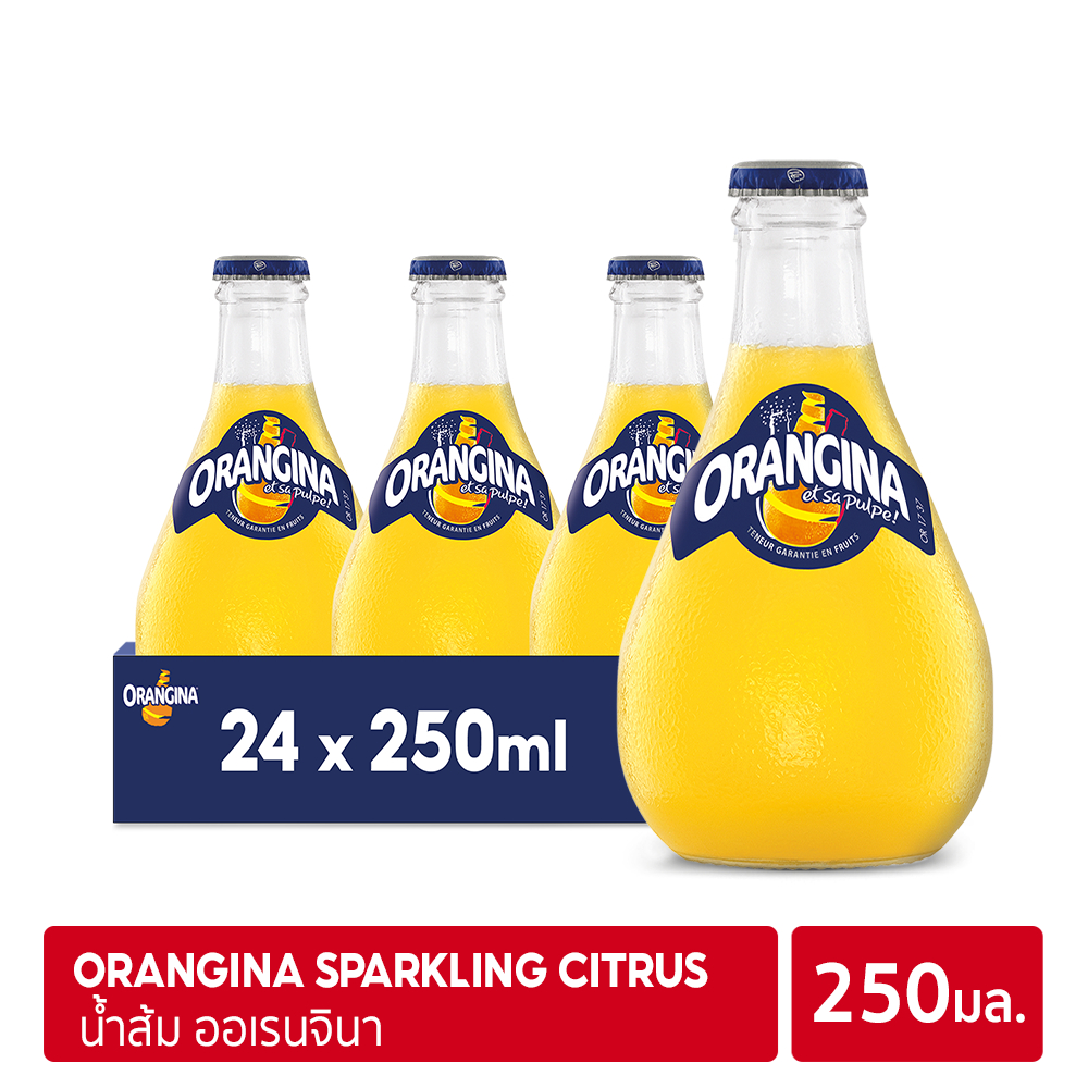 Orangina 250ml x 24 | ออเรนจินา เครื่องดื่มกลิ่นส้มผสมโซดา ขนาด 250 มล. ...