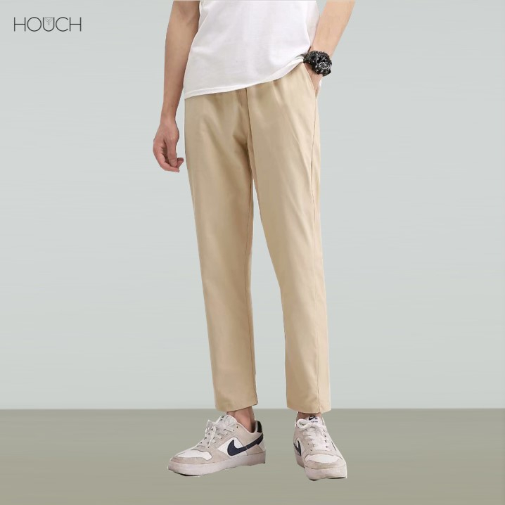 Houch พร้อมส่ง COD กางเกงชิโน่เข้ารูป กางเกงขายาวเอวยืด ผ้า Cotton 100% ...