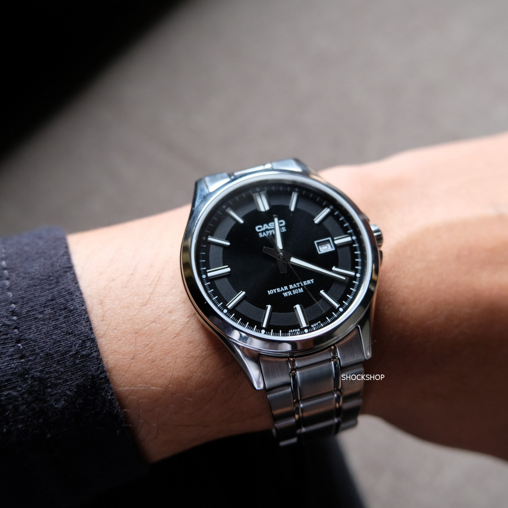 CASIO คลิสตัลแซฟไฟร์ นาฬิกาผู้ชาย สายสแตนเลส รุ่น MTS-100D,MTS-100L ของ ...