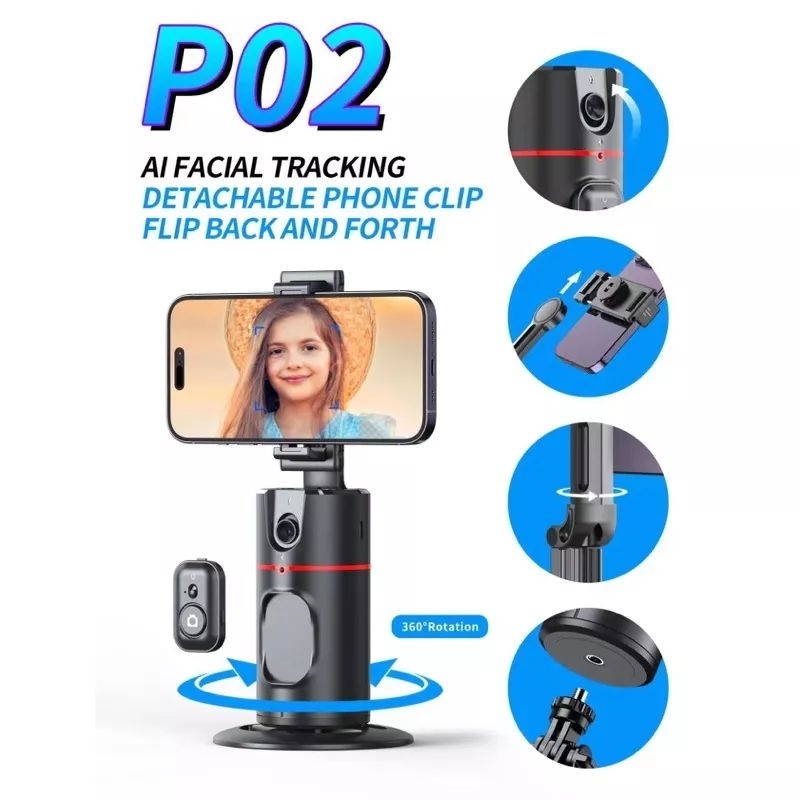 0TELESIN ถ่ายภาพอัจฉริยะ Gimbal Selfie P02 360° Rotation Auto Face ...