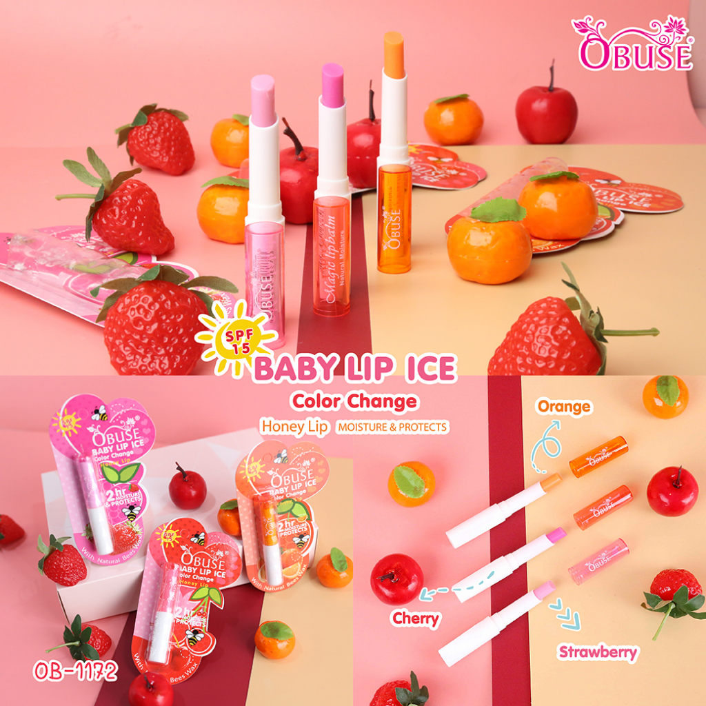 Obuse Baby Lip Ice Color Change ลิปบาล์มบำรุงมีสี ผสมสารป้องกันแสงแดด ...