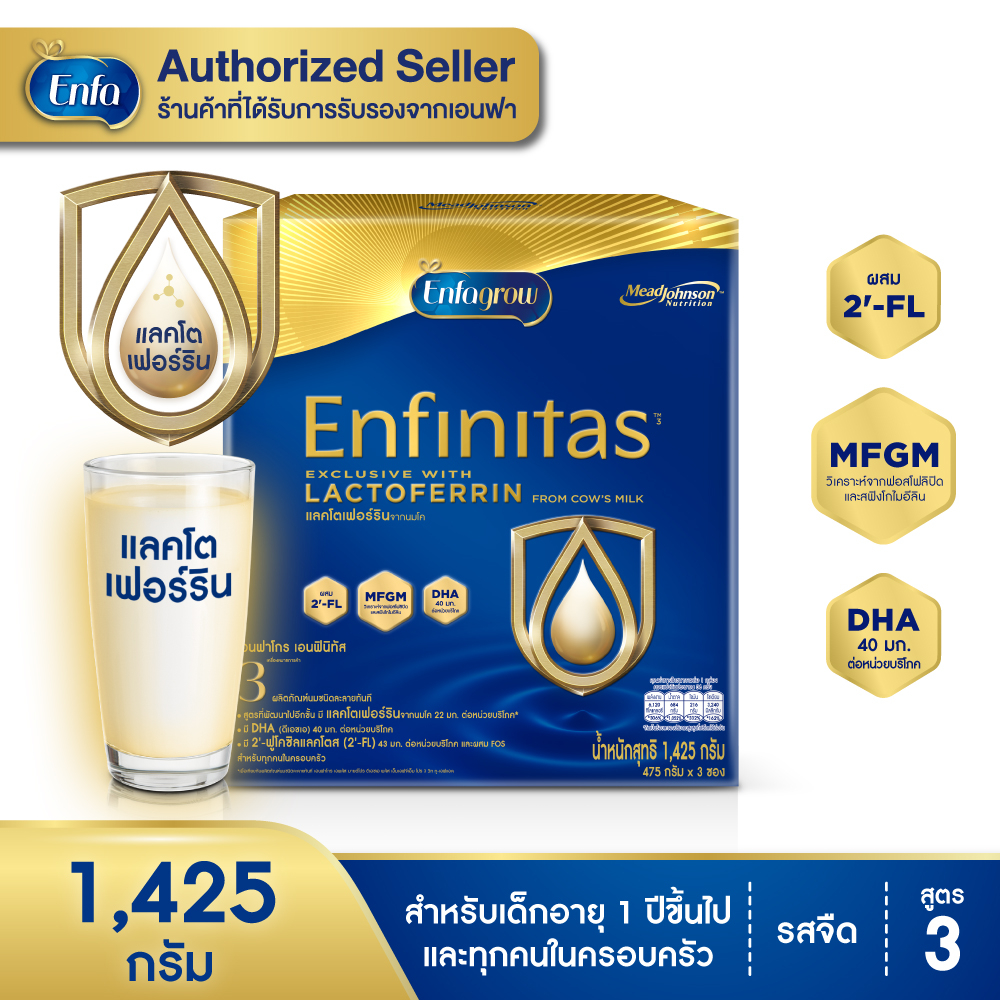 นมเอนฟาโกร เอนฟินิทัส สูตร3 ชนิดจืด 1425 กรัม Enfagrow Enfinitas 3 นม ...