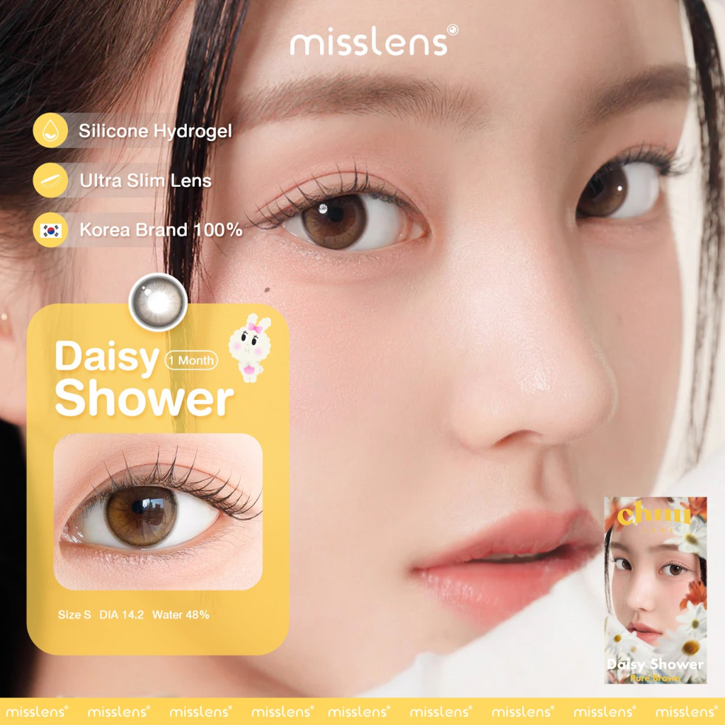 คอนแทคเลนส์เกาหลี Chuu Lens สี Daisy Shower Pure Brown เลนส์รายเดือน #misslens | Shopee Thailand