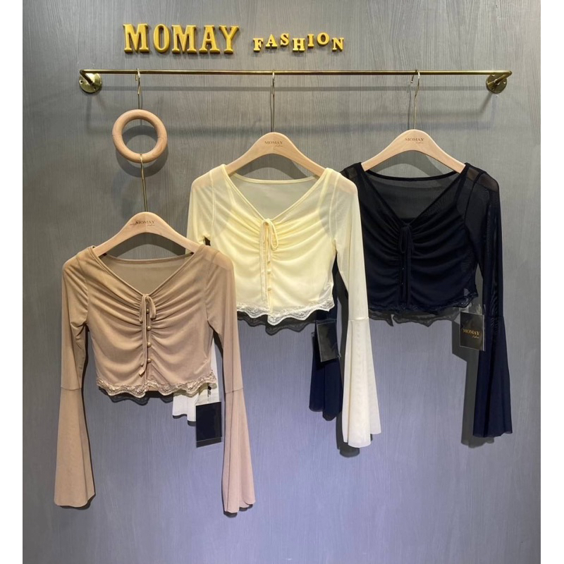 เซตเสื้อ2ชิ้น แขนยาวซีทรู ป้าย MOMAY(โมเม) | Shopee Thailand