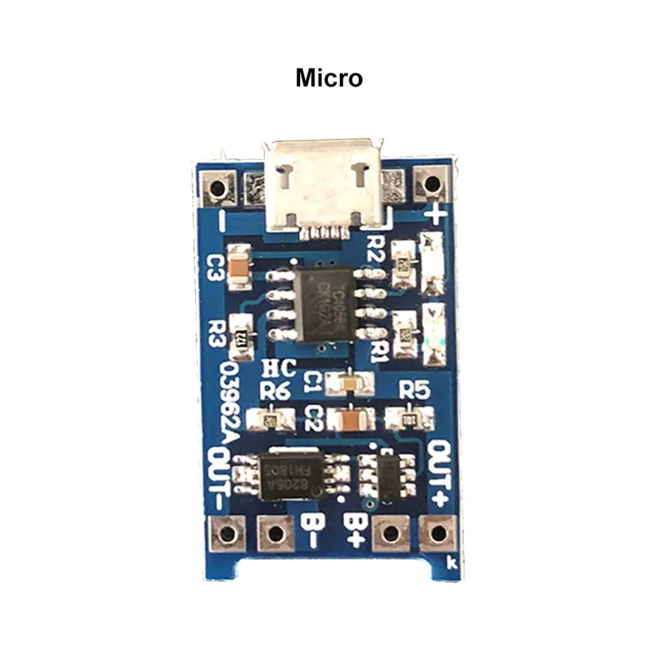 TP4056 โมดูลชาร์จแบตลิเที่ยม 18650 3.7V 5V 1A MICRO USB USB-C Mini USB ...