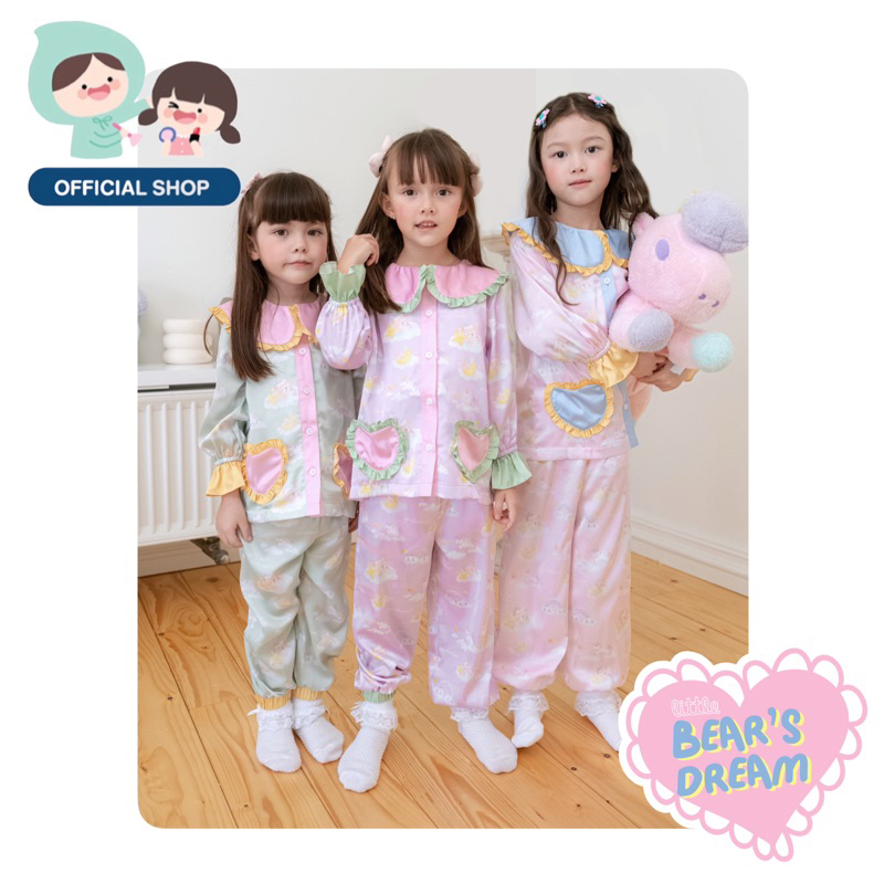 [ผ้าซาตินพรีเมียม ] Godmami ชุดนอนเด็กนุ่มพริ้ว หลับสบาย คอลเลคชั่น ...