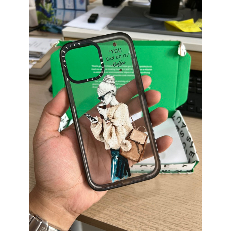 Casetify Girl and coffee Case 13 Pro max ใสขอบดำ | Shopee Thailand